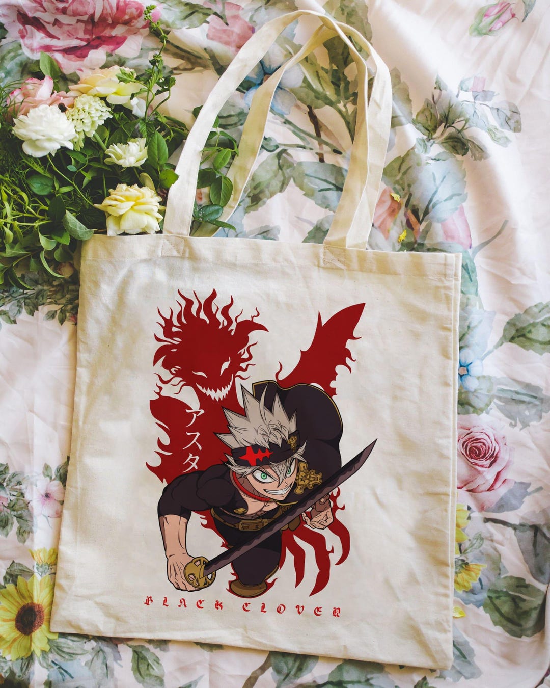 Asta Black Clover, Black Bulls, Ninja Gift, Anime Gift, Cotton Tote Bag ...