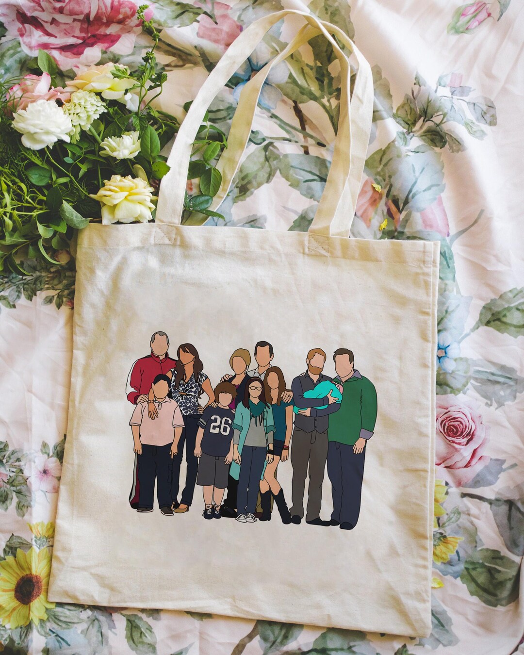 Modern Family Cast Cartoon Drawing TV Show Cotton Tote Bag - Etsy