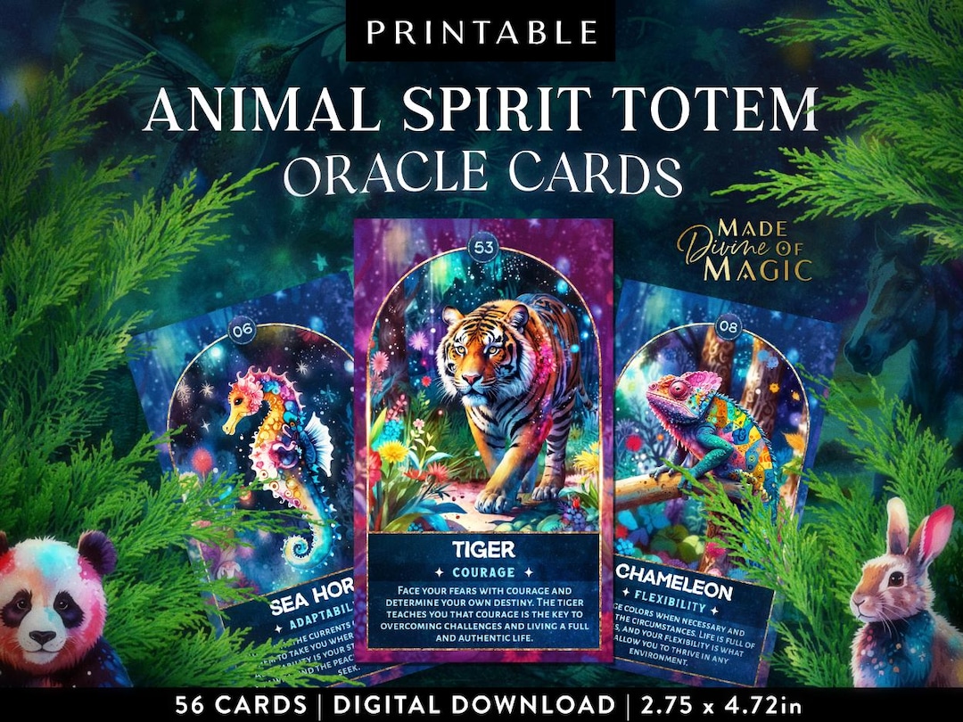 Animal Spirit Totem Oracle Card Deck, Printable Oracle Cards, Digital ...