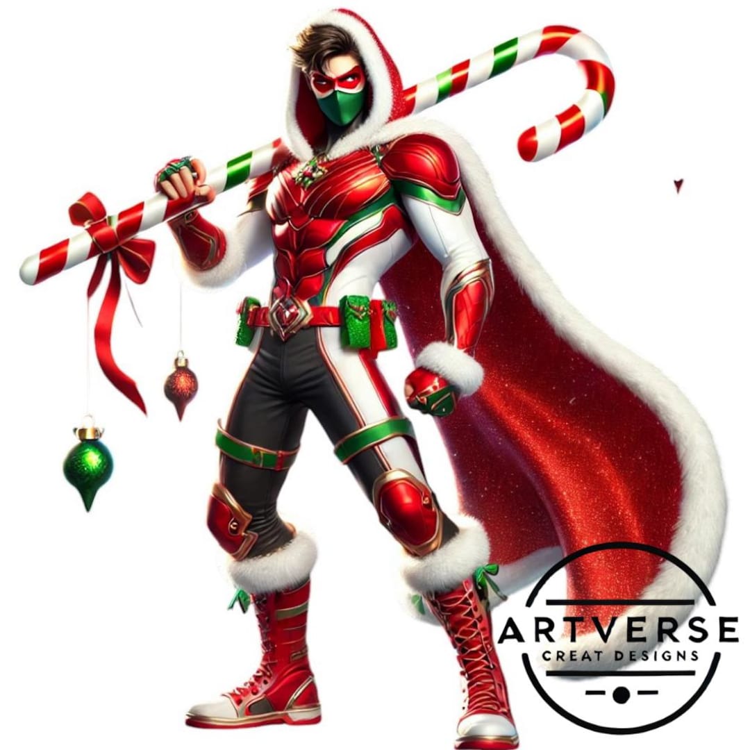 Personalized Superhero Christmas Digital Art Print, Holiday Hero Decor ...
