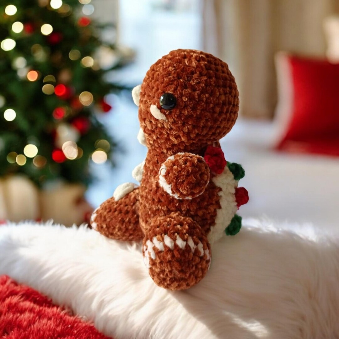 Gingerbread Dinosaur Crochet Pattern: Christmas Amigurumi (PDF Download ...
