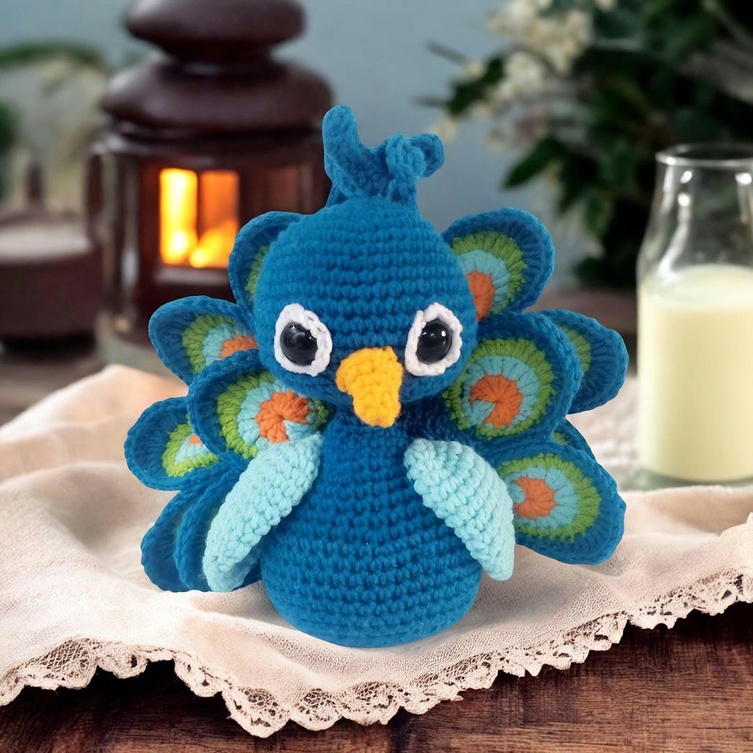 Peacock Amigurumi Crochet Pattern: Colorful DIY Stuffed Animal (PDF ...