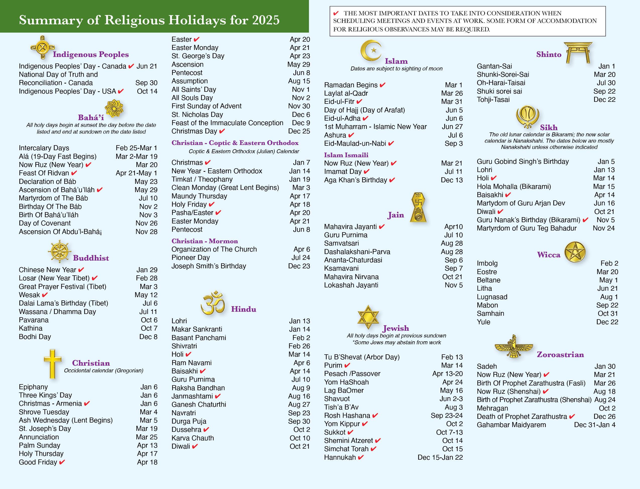 2025 Multicultural Calendar With Religious and Cultural Holidays ...