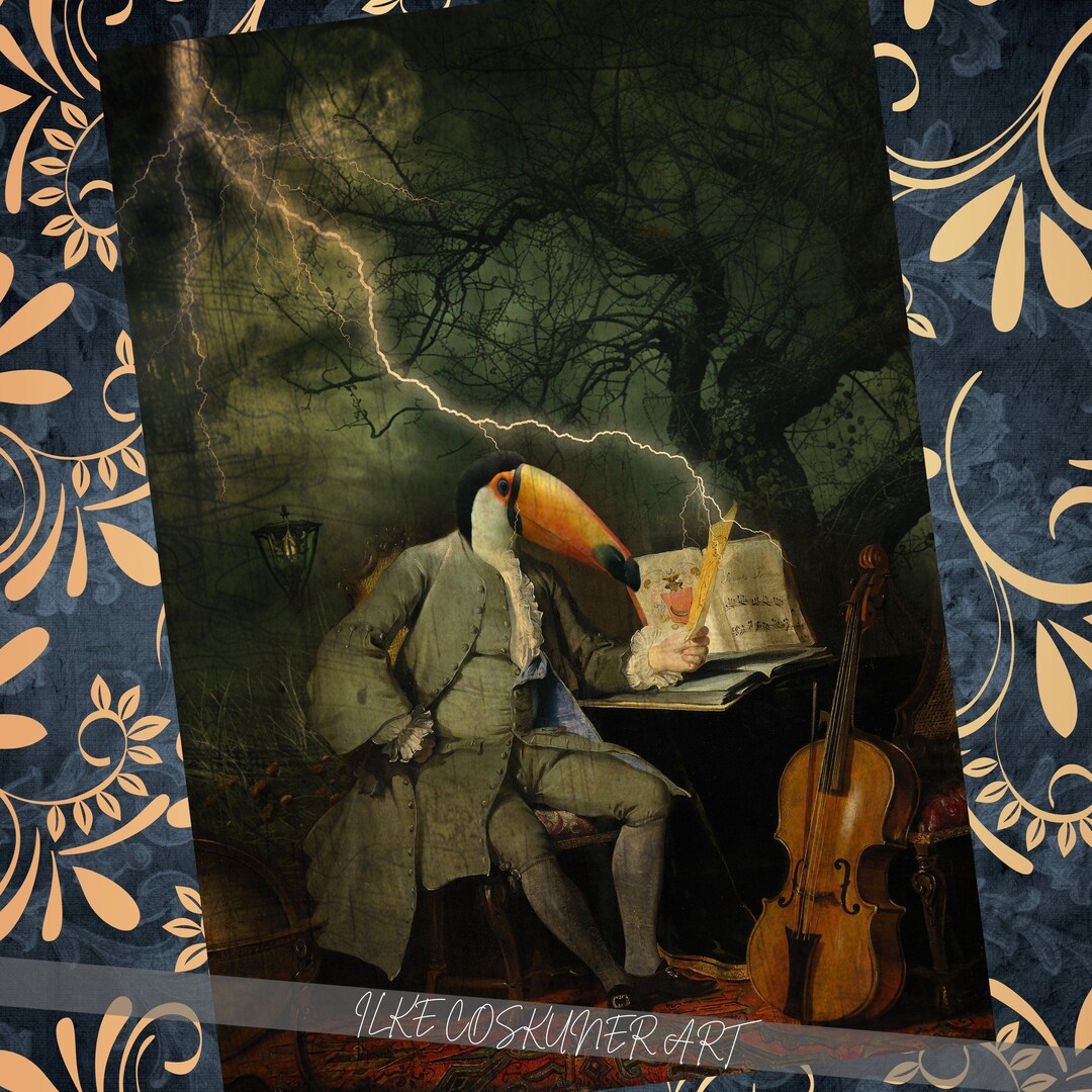 Surreal Victorian Toucan Composer - Dark Fantasy Wall Art With ...