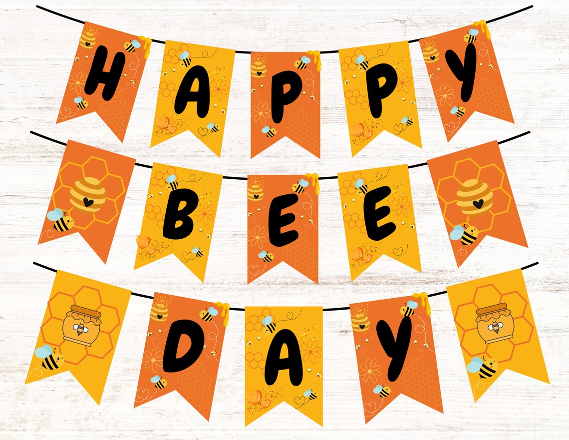 Happy Bee Day Printable Banner - Etsy