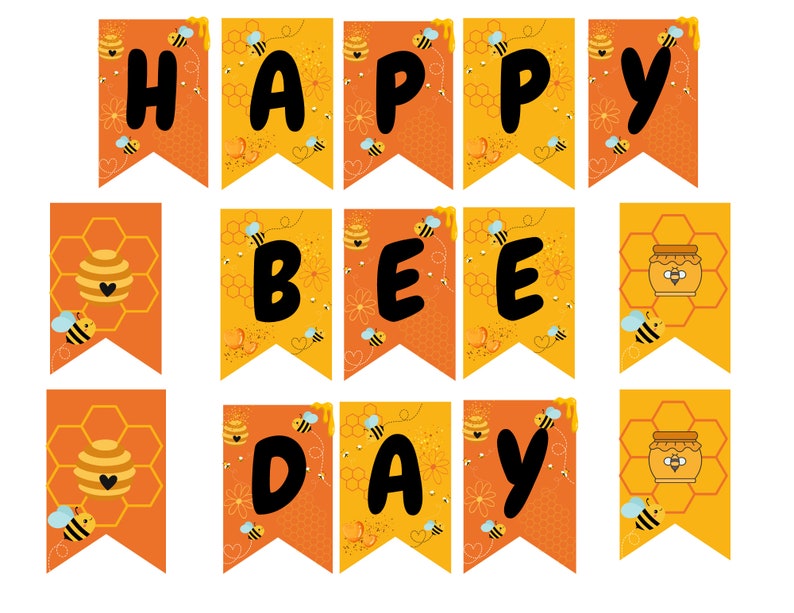 Happy Bee Day Printable Banner - Etsy