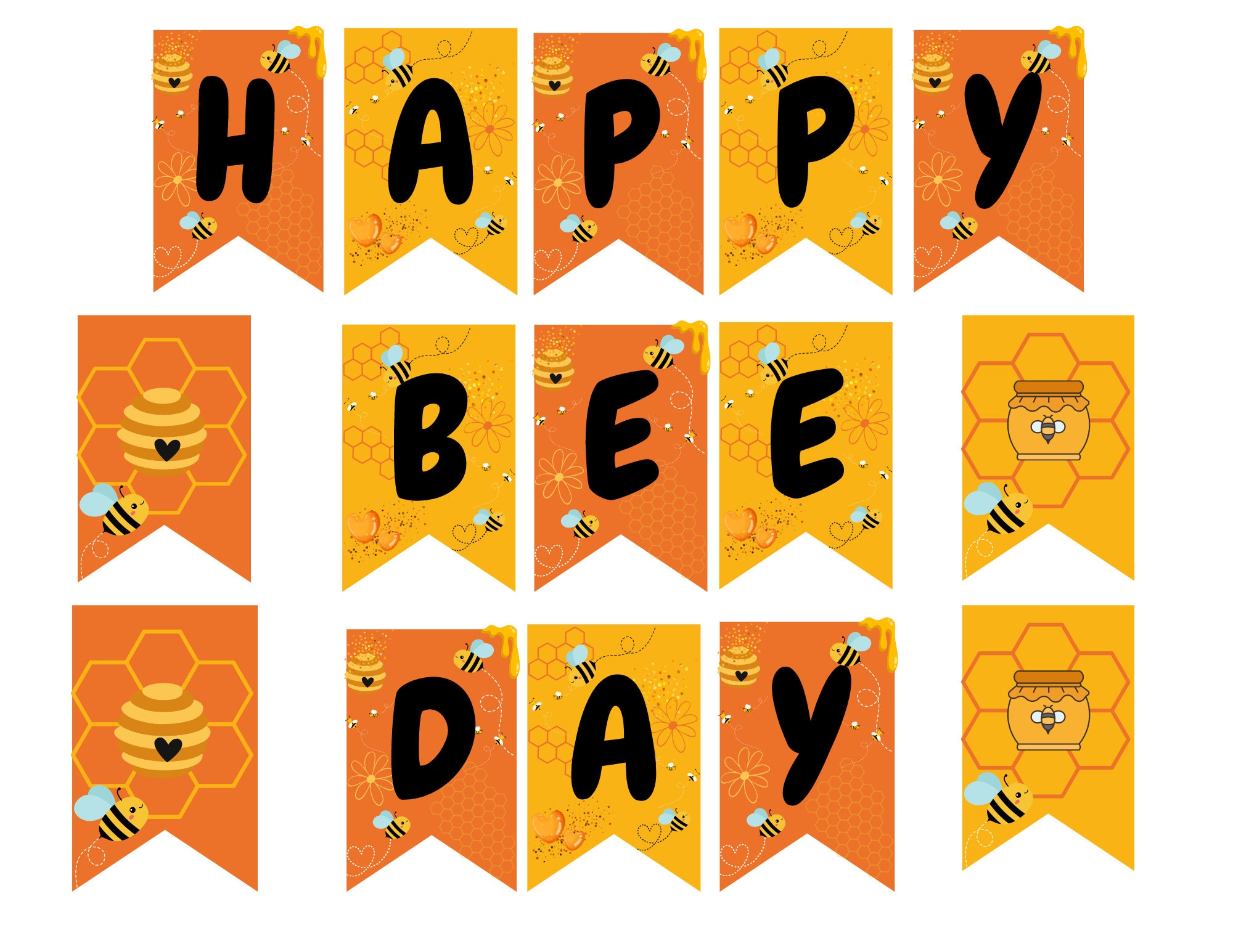 Happy Bee Day Printable Banner - Etsy