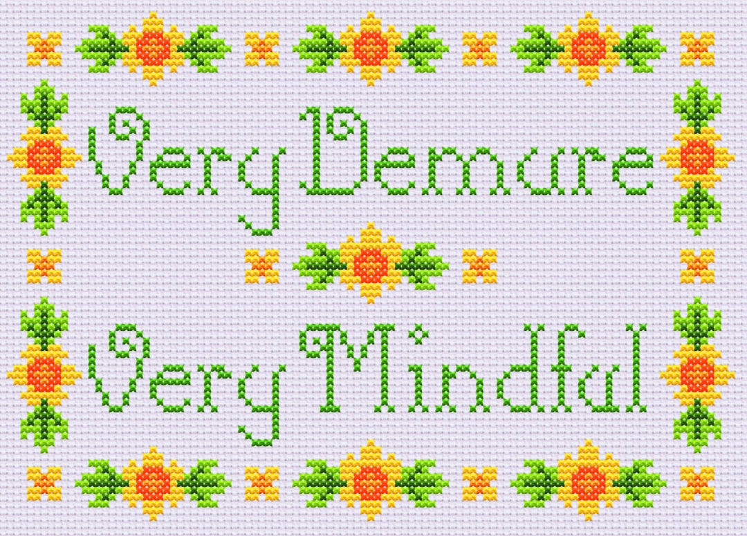 Very Demure Cross Stitch Pattern - Etsy