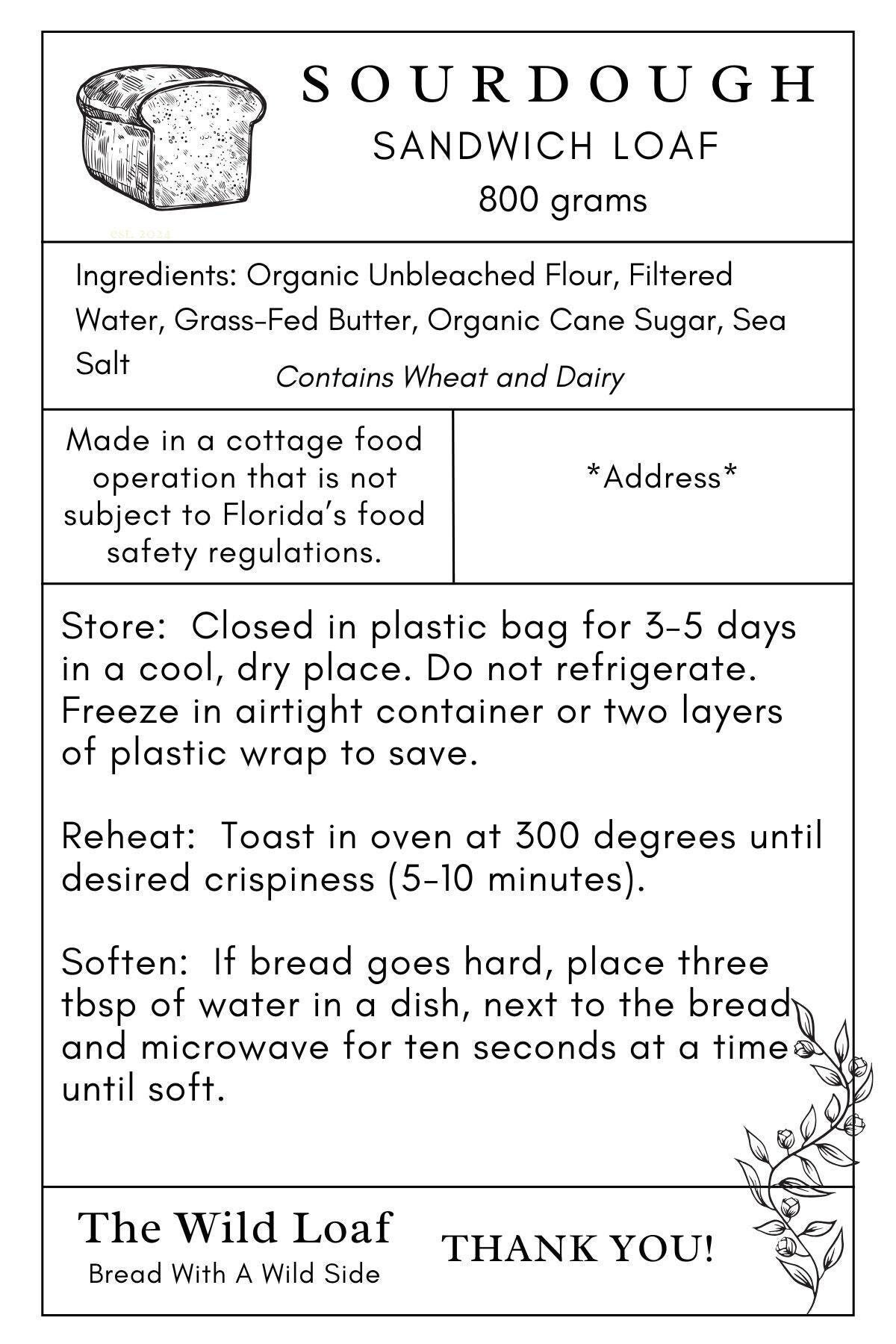 Sourdough Microbakery Cottage Bakery 4x6 Product Label Template: Canva ...