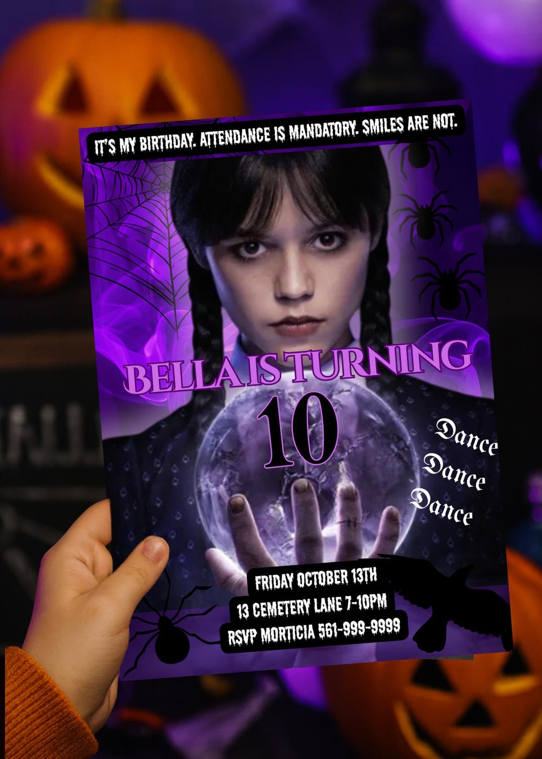 Editable Wednesday Addams Invitation | Gothic Birthday Template | Canva ...