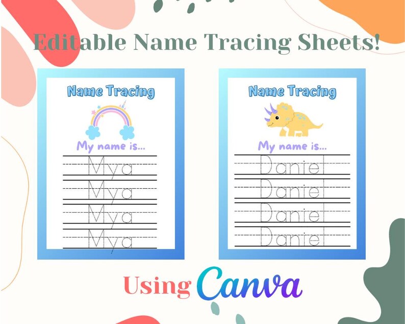 Editable Tracing Practice *canva* Preschool and Kindergarten Practice ...