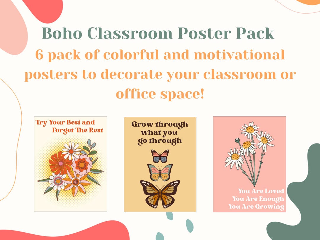 Boho Retro Colorful Classroom Poster Pack *canva* Great for Classroom ...