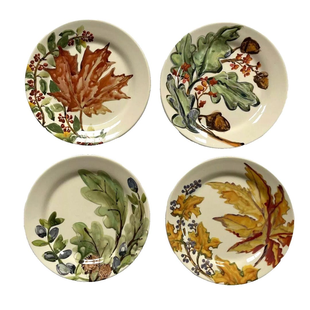 Fall Autumn Harvest Watercolor Dessert Appetizer Salad Plates 8 Inch ...