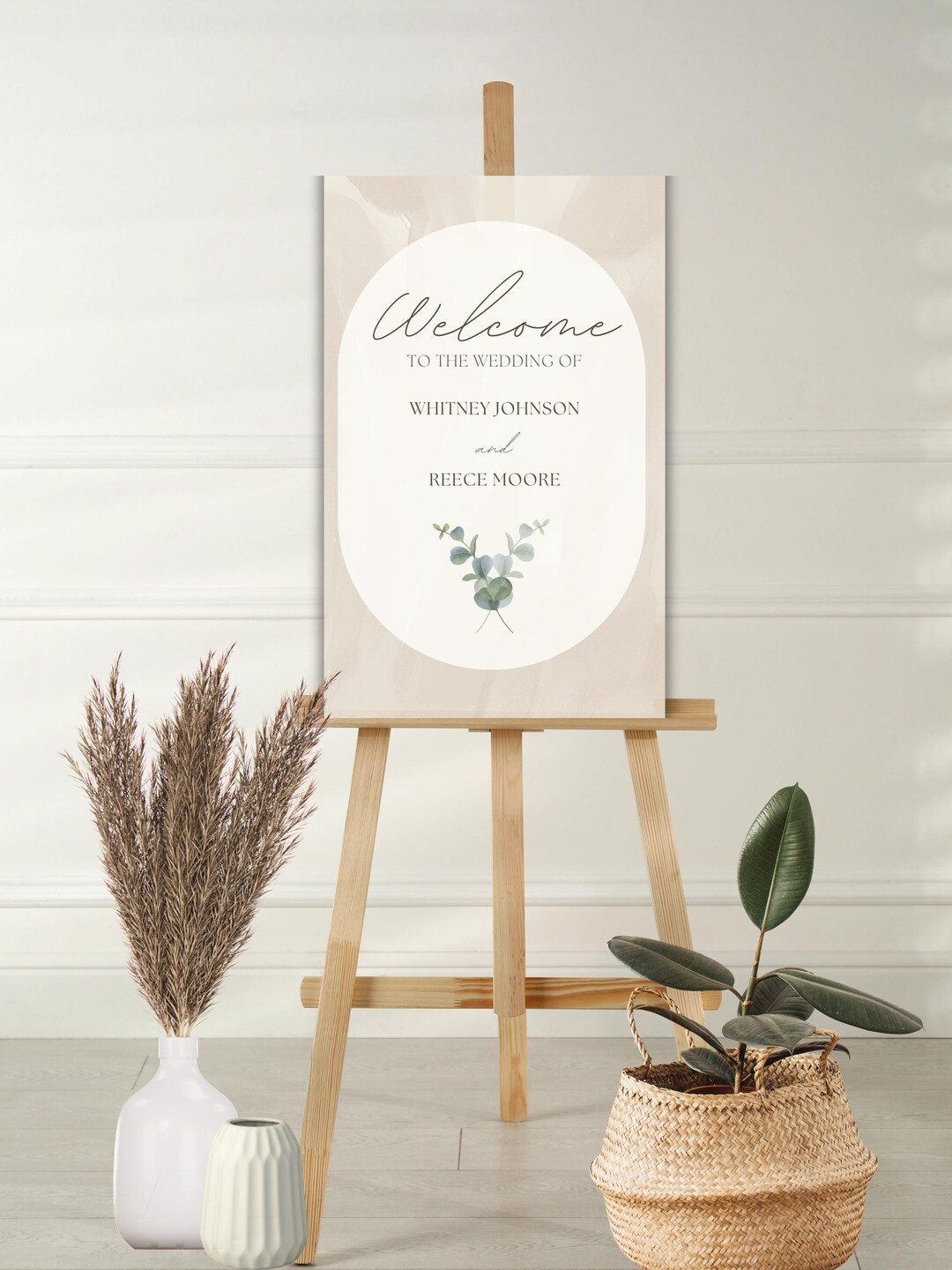 Boho Wedding Sign Template Bundle: Editable Natural Signage (digital ...