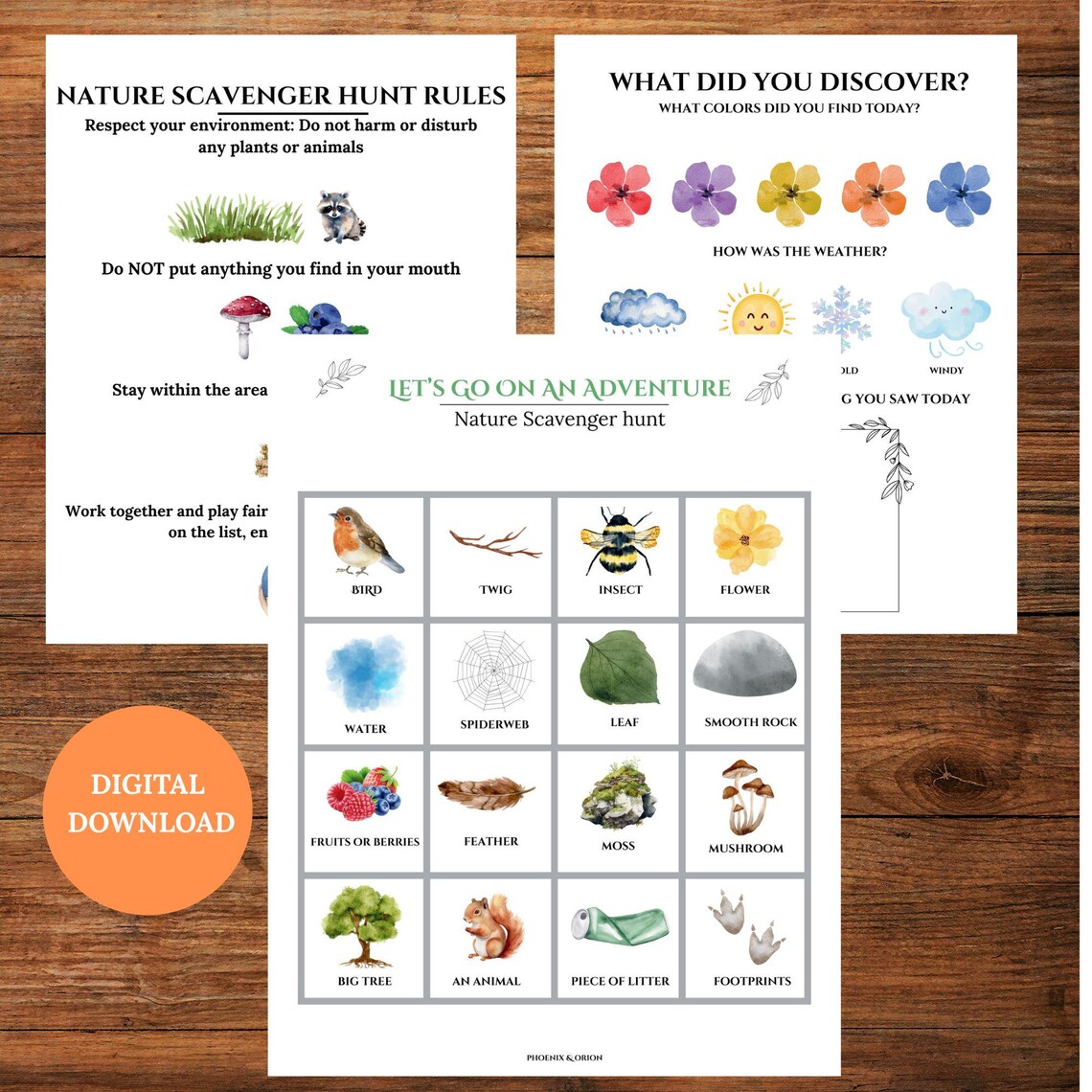 Nature Scavenger Hunt Printable Set of 3 - Treasure Hunt, Forest ...