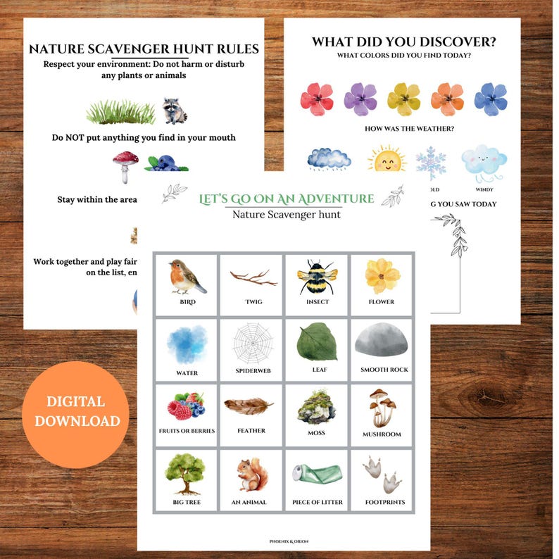 Nature Scavenger Hunt Printable Set of 3 - Treasure Hunt, Forest ...