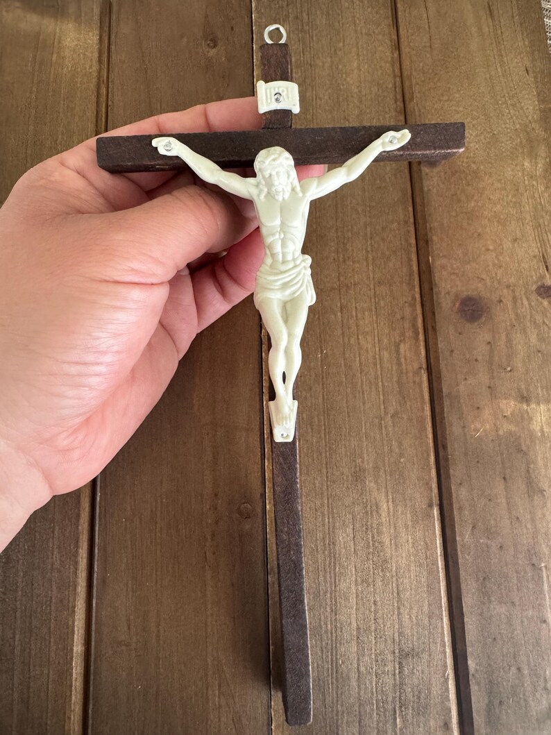 8" Wall Crucifix Decor, Solid Wooden Catholic Cross for Wall, Christian ...