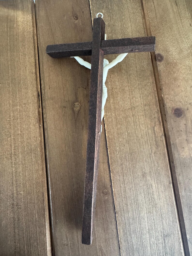 8" Wall Crucifix Decor, Solid Wooden Catholic Cross for Wall, Christian ...