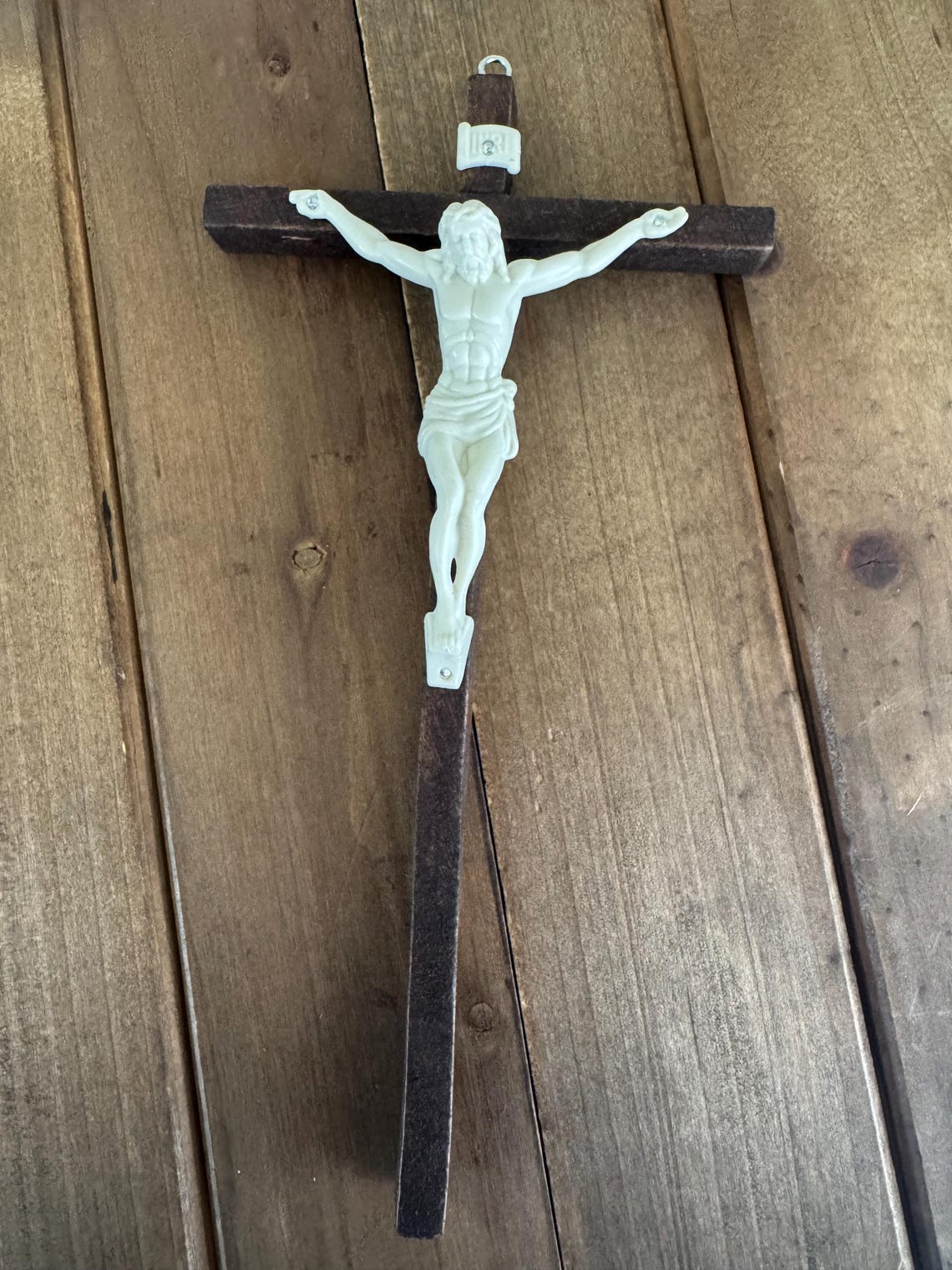 8" Wall Crucifix Decor, Solid Wooden Catholic Cross for Wall, Christian ...