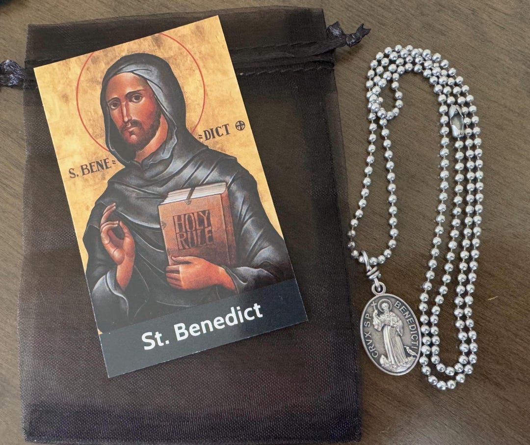 St Benedict Necklace, St Benedict Medal, Catholic Protection, Prayer ...