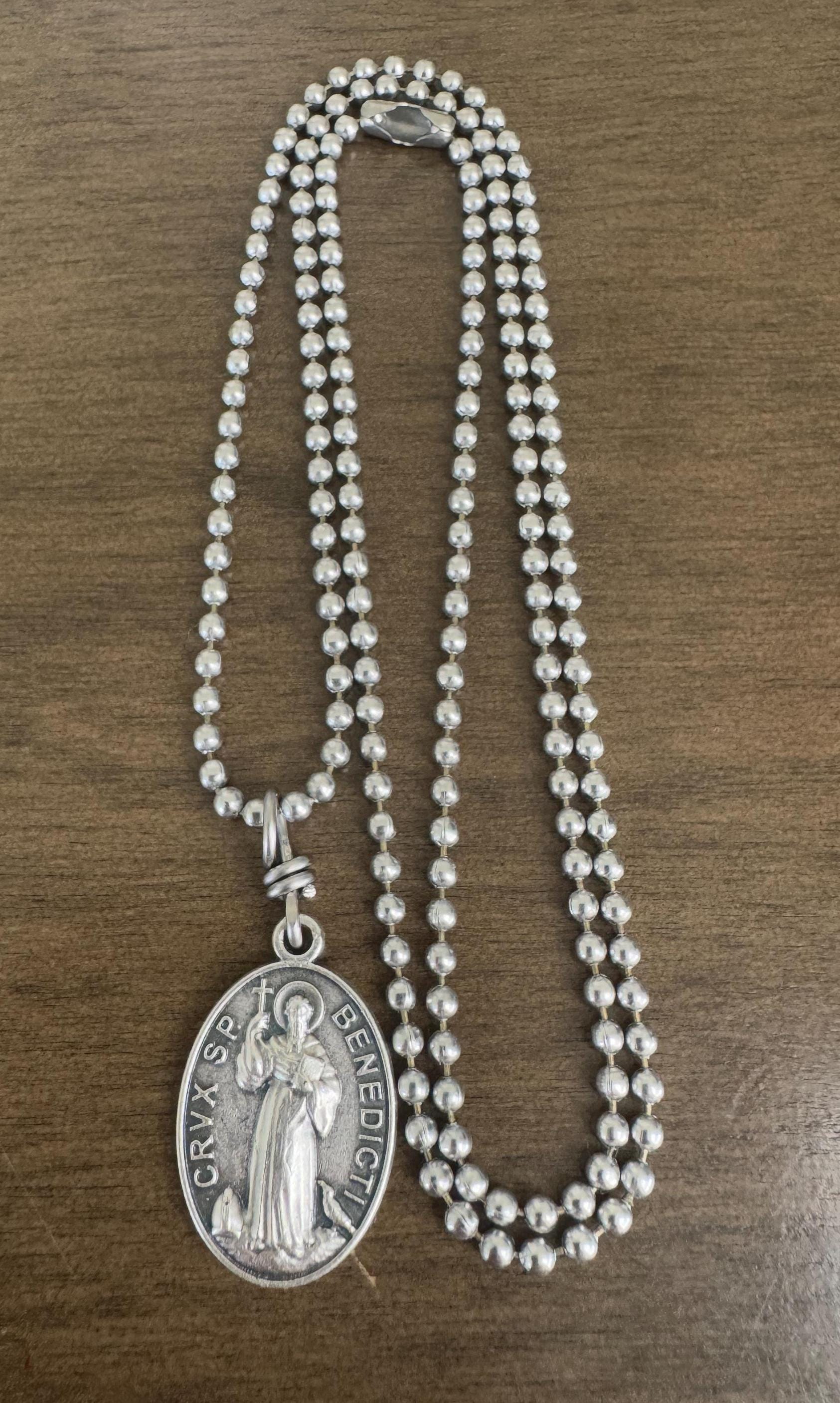 St Benedict Necklace, St Benedict Medal, Catholic Protection, Prayer ...