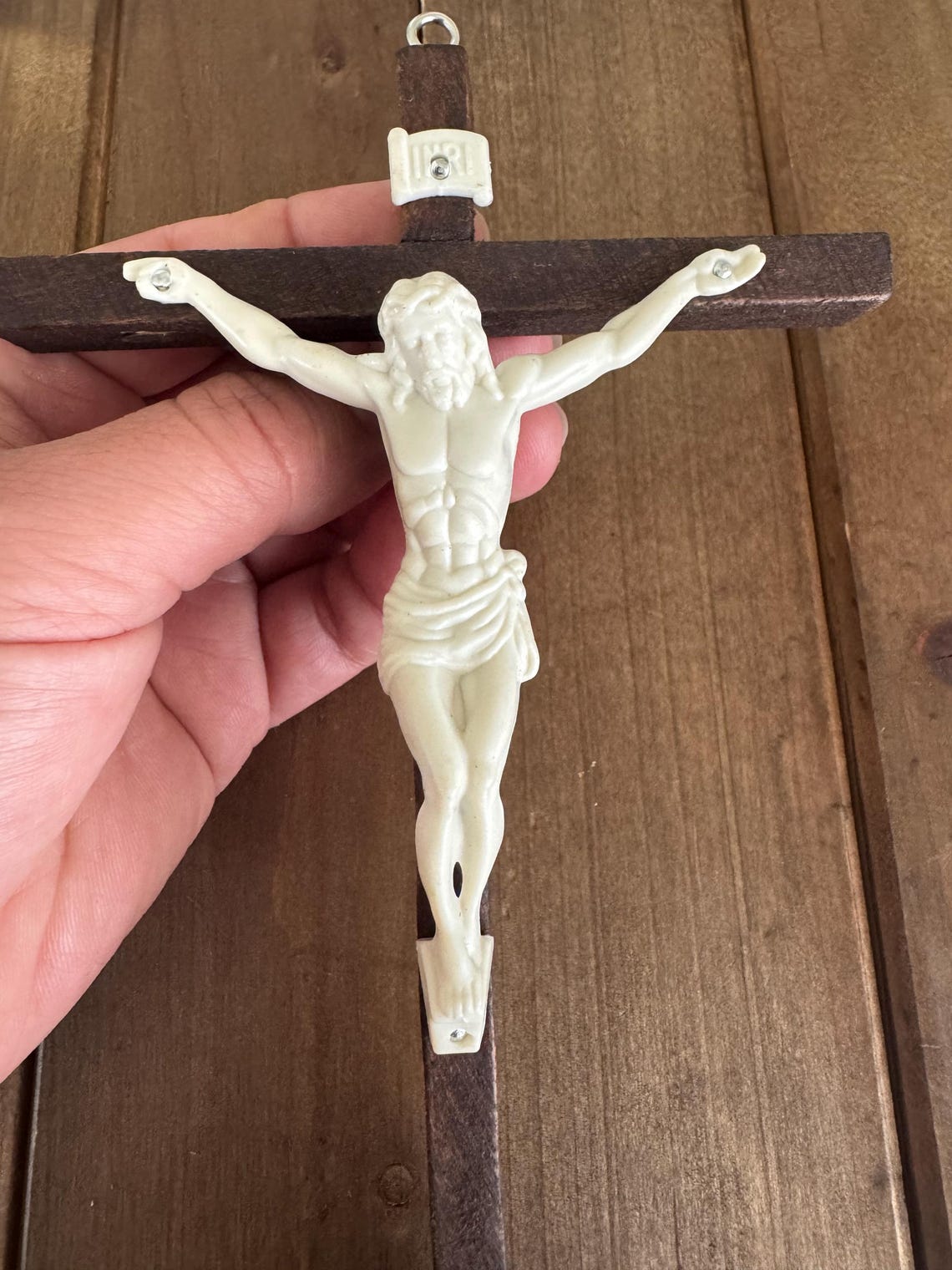 8" Wall Crucifix Decor, Solid Wooden Catholic Cross for Wall, Christian ...