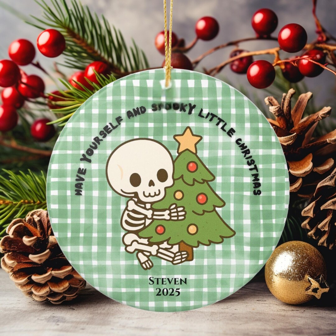 Personalized Skeleton Christmas Tree Decoration, Spooky Little ...