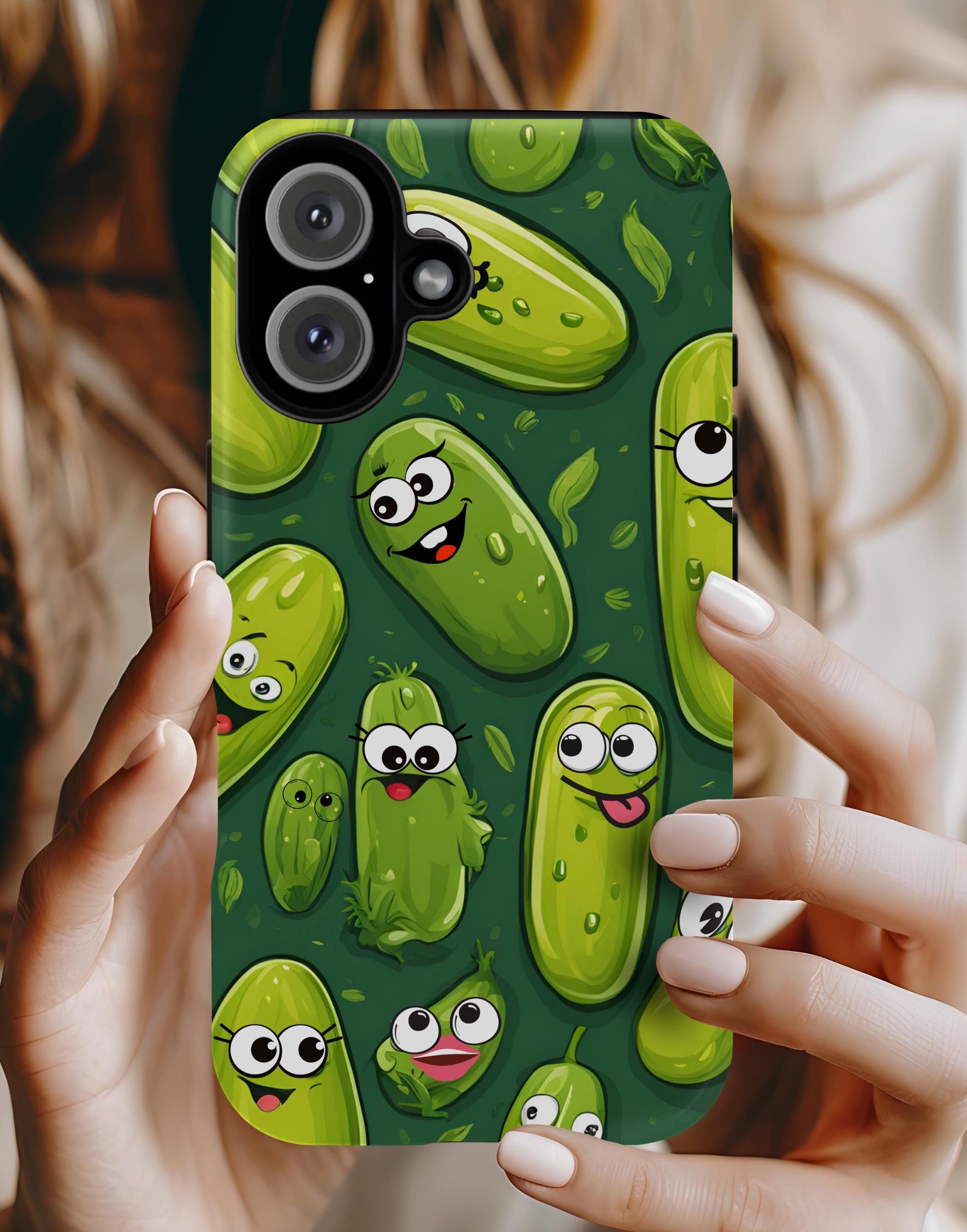 Funny Pickle iPhone Case With Funny Eyes, iPhone 15 16 - Gift for Pickle Lover, Foodies, Funny ...