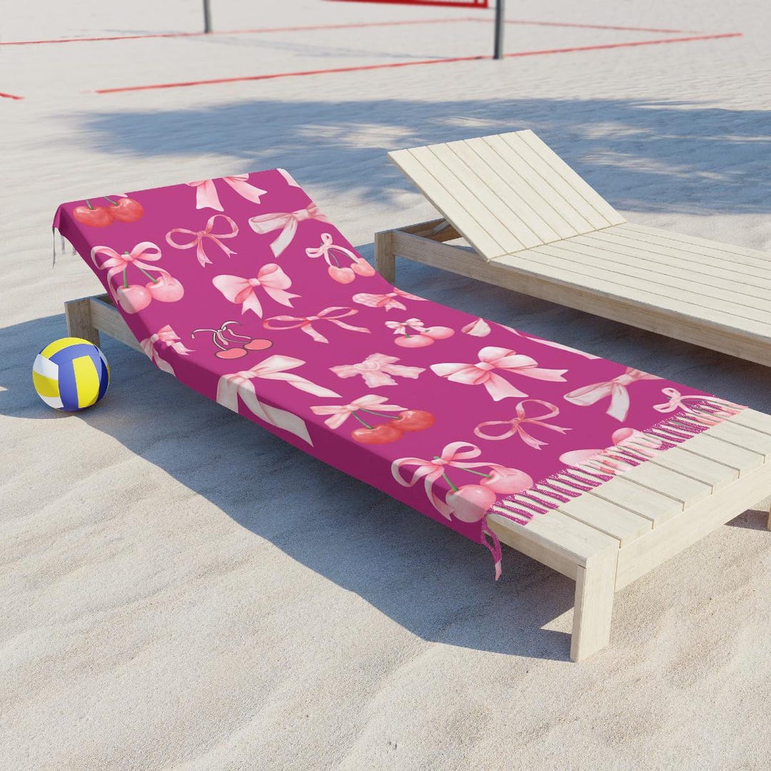 Y2K Cherry Bow Beach Towel, Coquette VSCO Preppy Style, Trendy ...