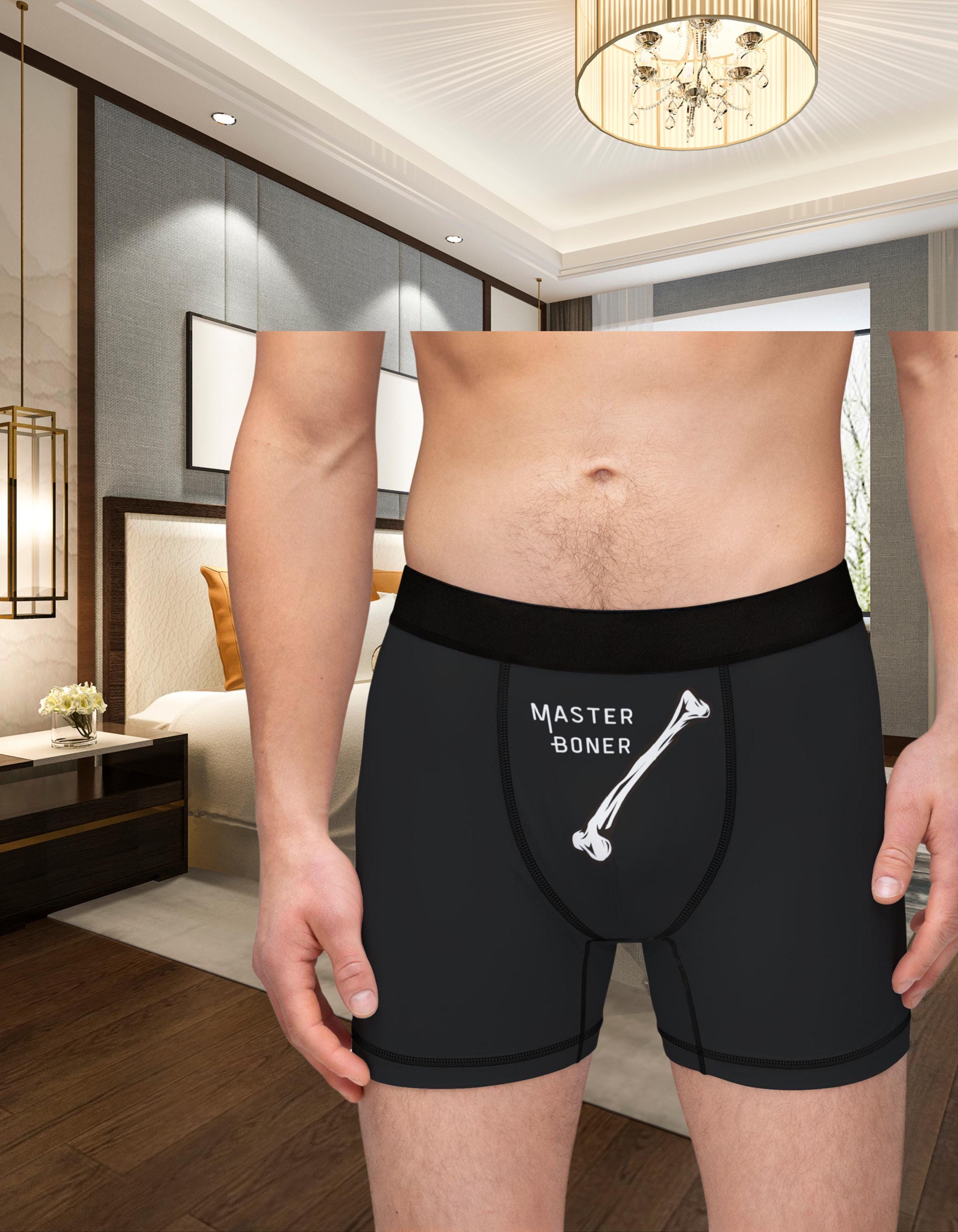 Skeleton Lips Men's Boxers, Adult Humor Master Boner Boxers, Naughty ...
