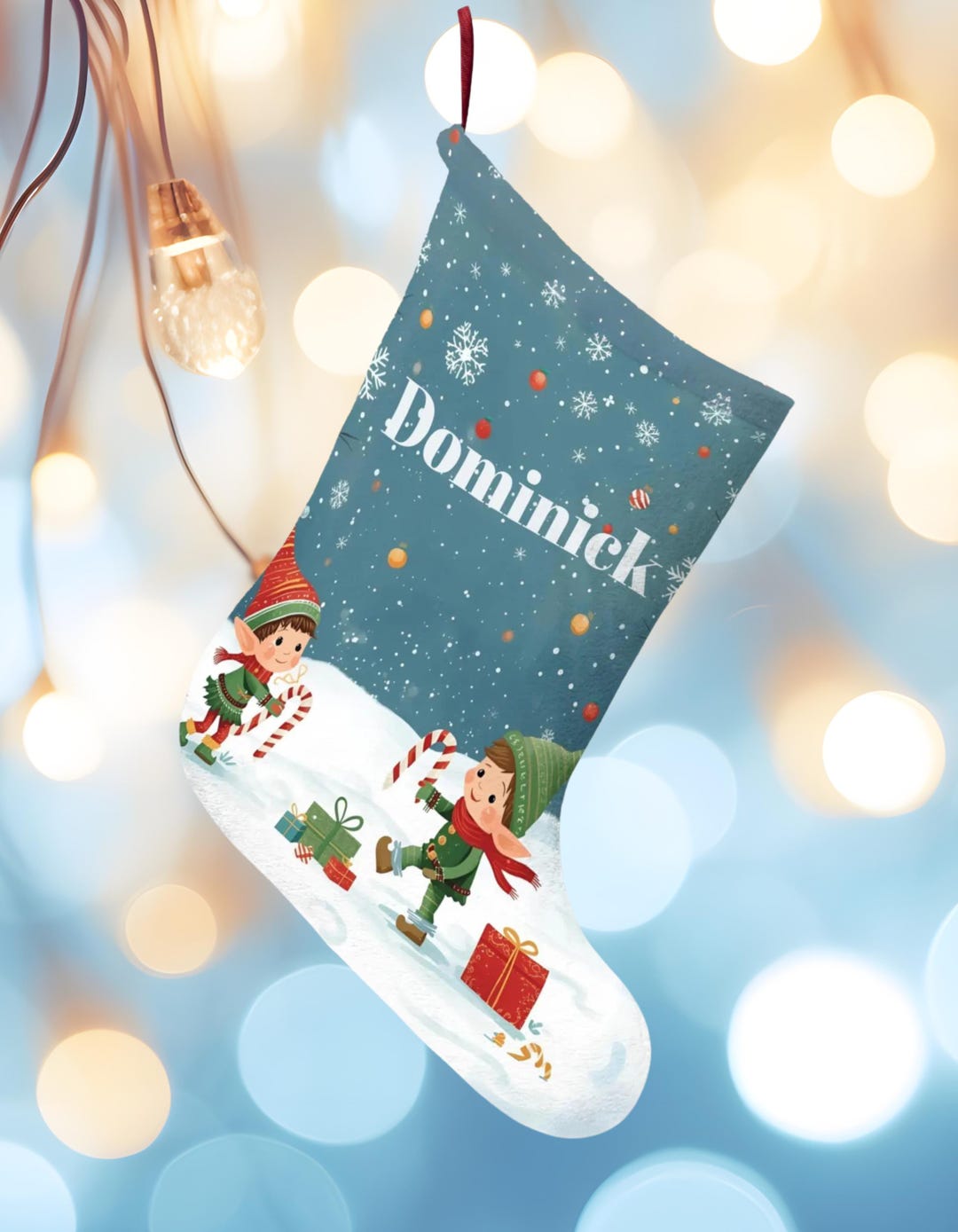Personalized Christmas Elves Stocking, Custom Elf Twinkle Twinkle ...