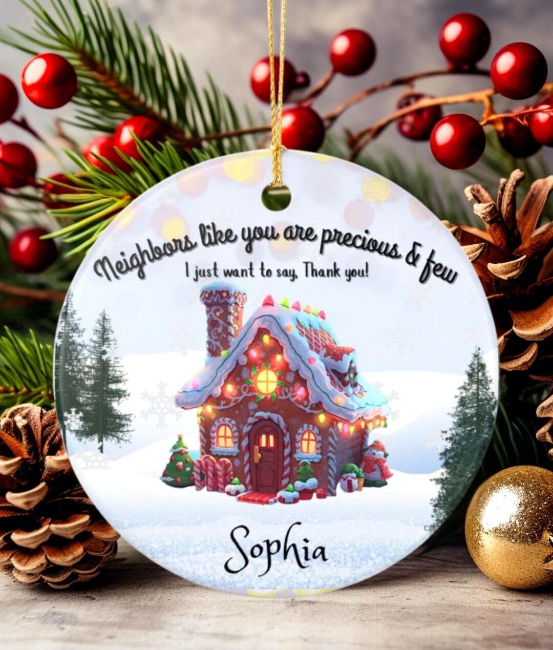 Personalized Neighbor Christmas Ornament, Custom Name Holiday Gift ...