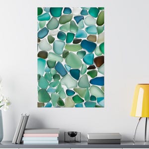 Sea Glass Collector’s Poster, Blue & Green Coastal Wall Art, Beachy ...