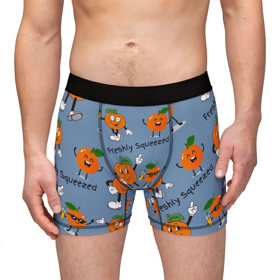 Funny Freshly Squeezed Oranges Men's Boxers, Cute Anniversary Gift ...