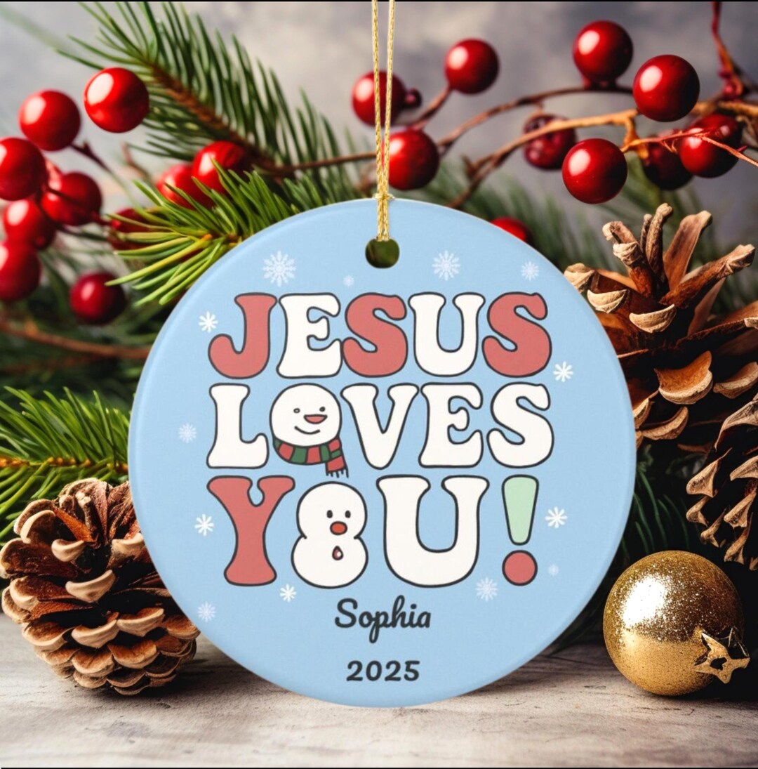 Personalized Jesus Love You Christmas, Faith Gift, Vintage Christian ...
