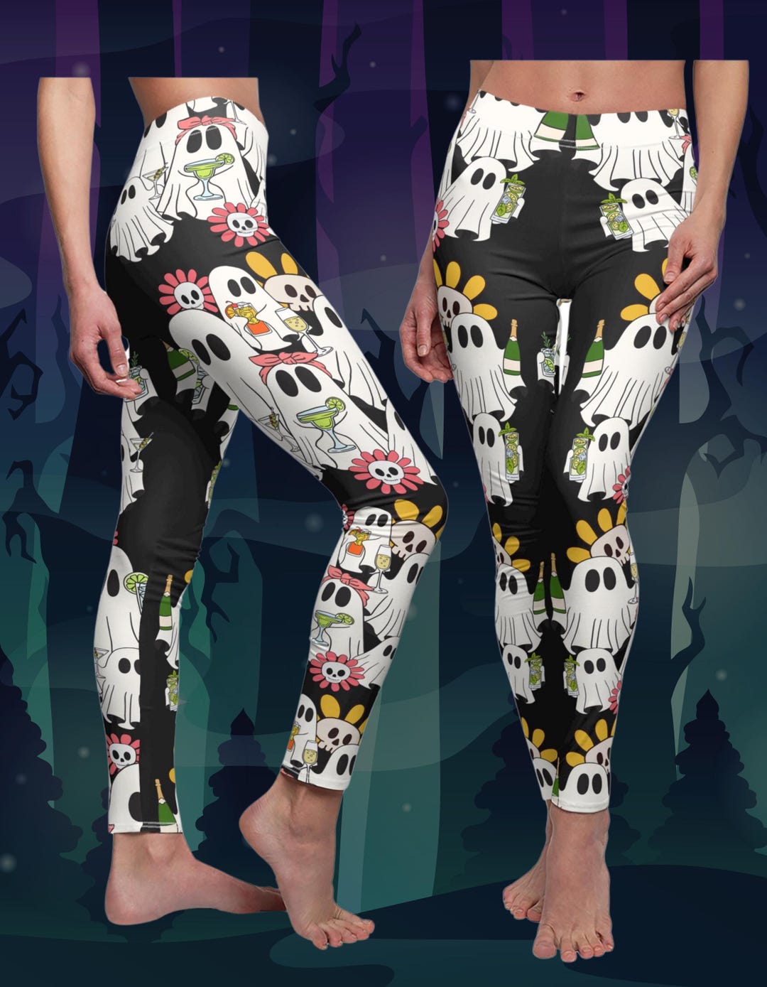 Tipsy Ghost Leggings, Halloween Leggings, Trick or Treat Leggings ...