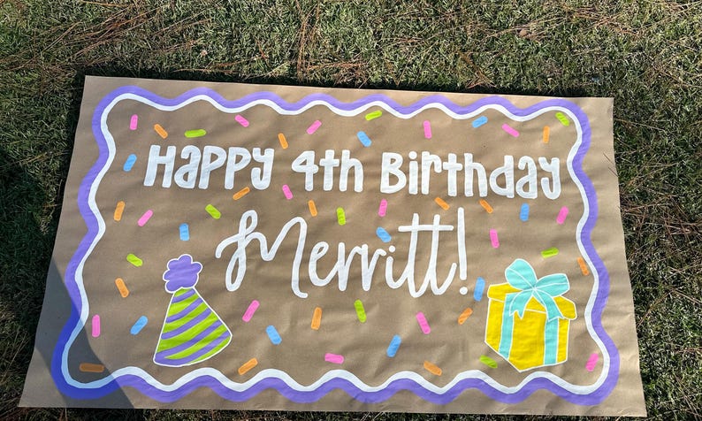 Hand Painted Custom Party Banner, Birthday Decor, Hand Painted Craft ...