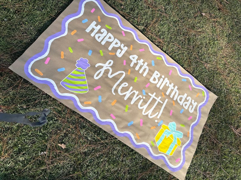 Hand Painted Custom Party Banner, Birthday Decor, Hand Painted Craft ...