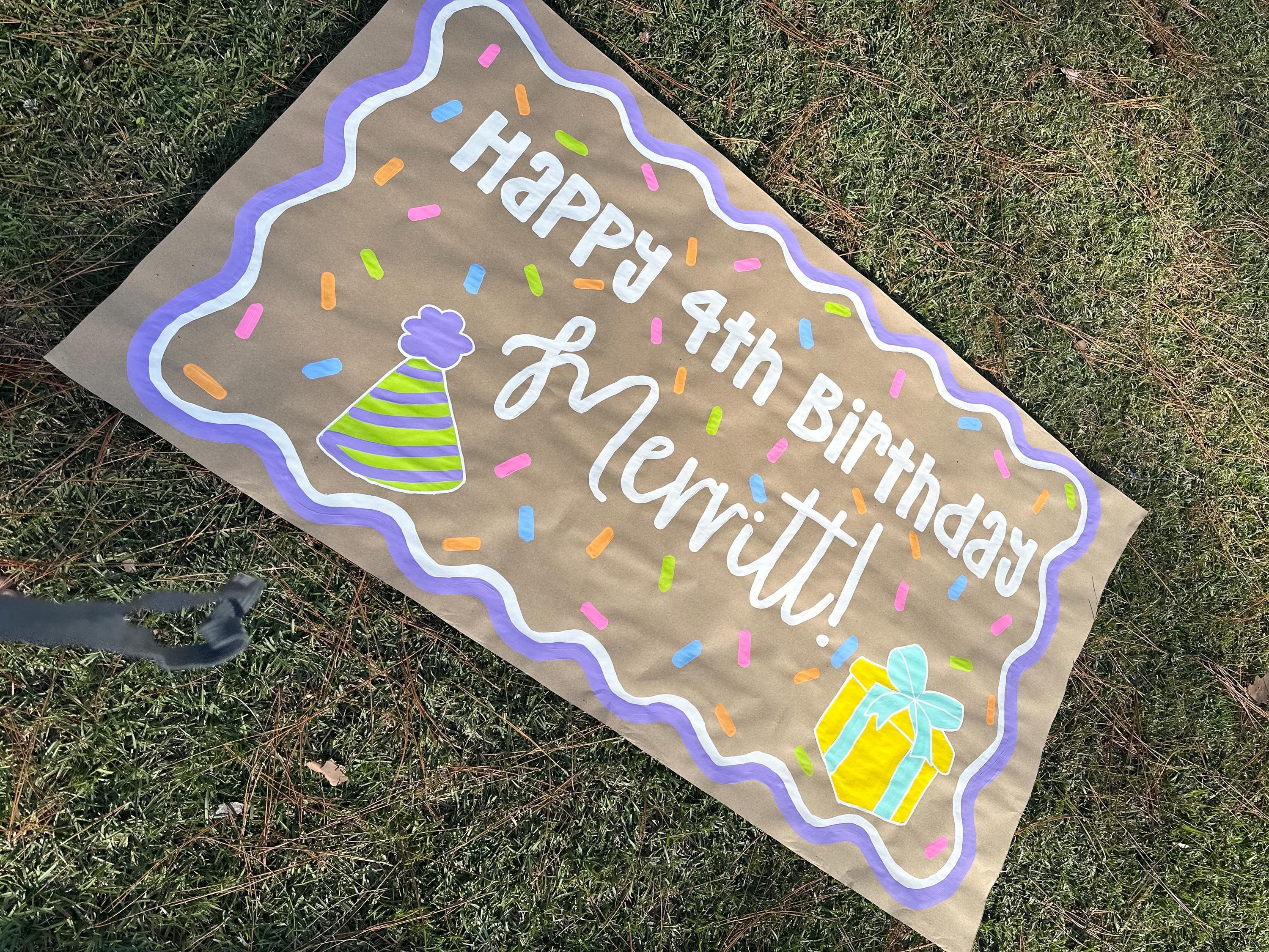 Hand Painted Custom Party Banner, Birthday Decor, Hand Painted Craft ...