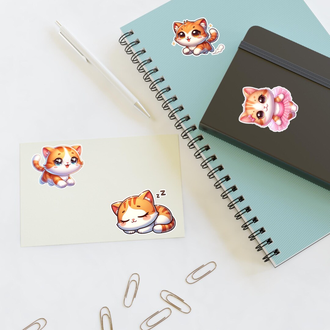 Cute Cat Sticker Sheets , Adorable Kittens for Journals, Scrapbooking ...