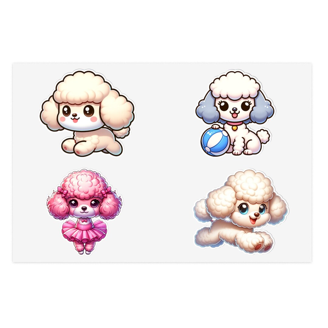 Poodle Sticker Sheets, Adorable Dog Sticker Pack, Decorative Scrapbook ...