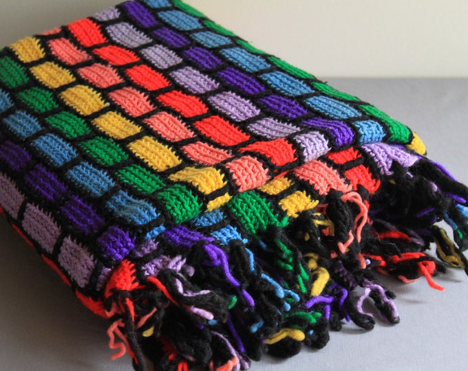 Vintage Colorful Crochet Afghan Blanket - Etsy Vintage Colorful Crochet Afghan Blanket - Etsy