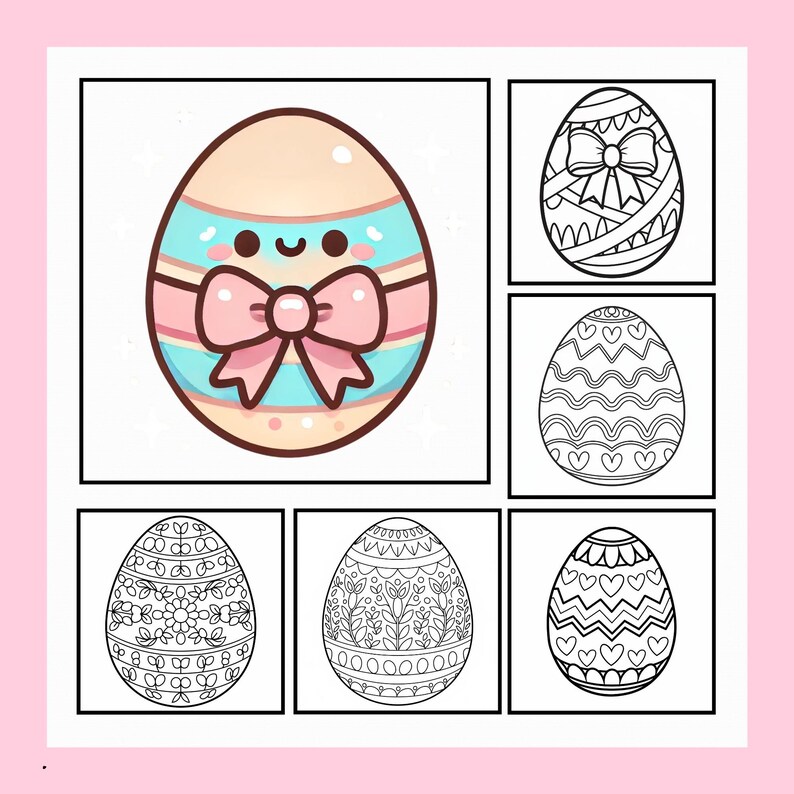 Kawaii Easter Egg Coloring Pages: Bunny Designs (digital Printable) - Etsy