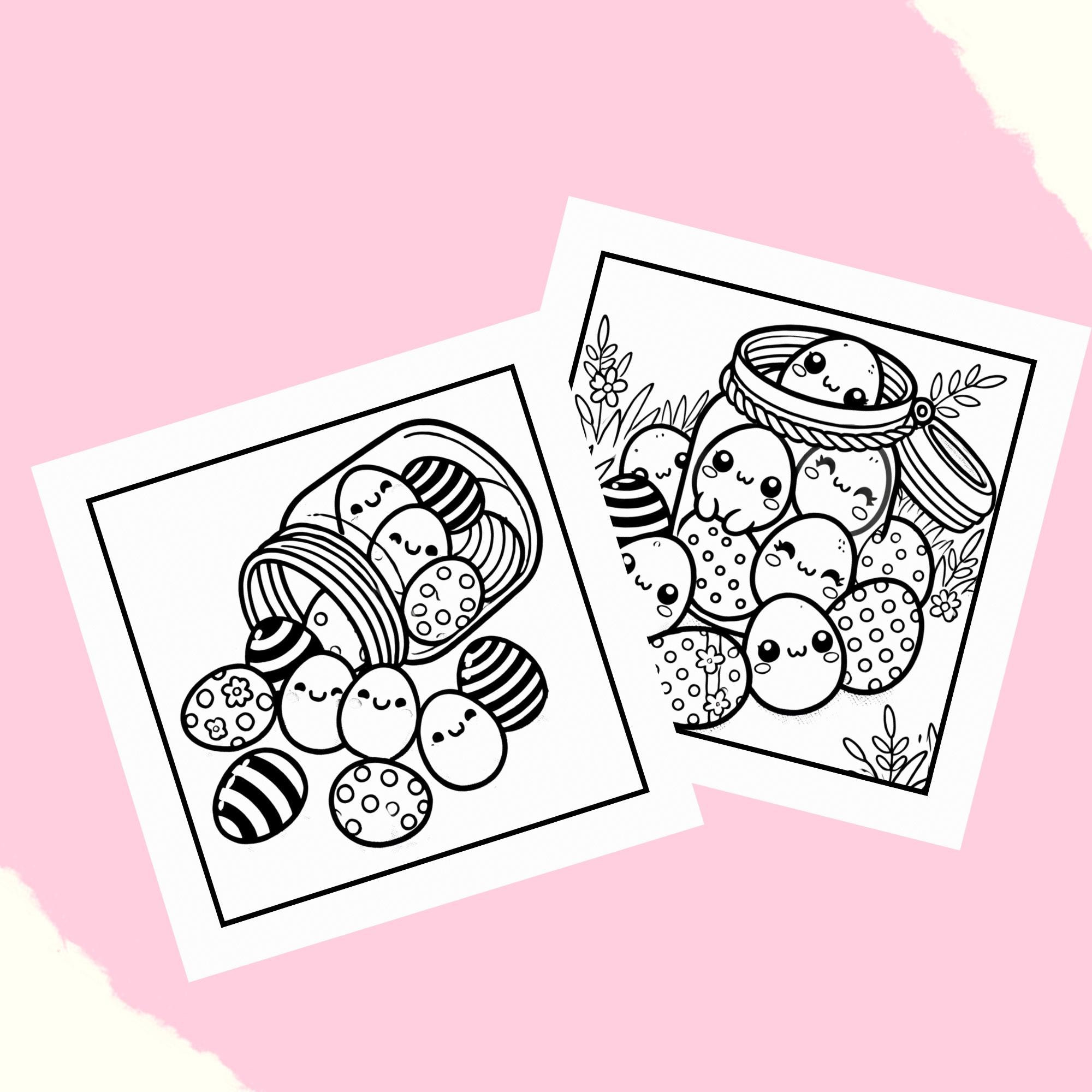 Kawaii Easter Coloring Pages: Bunny & Eggs in Jar (digital Download) - Etsy