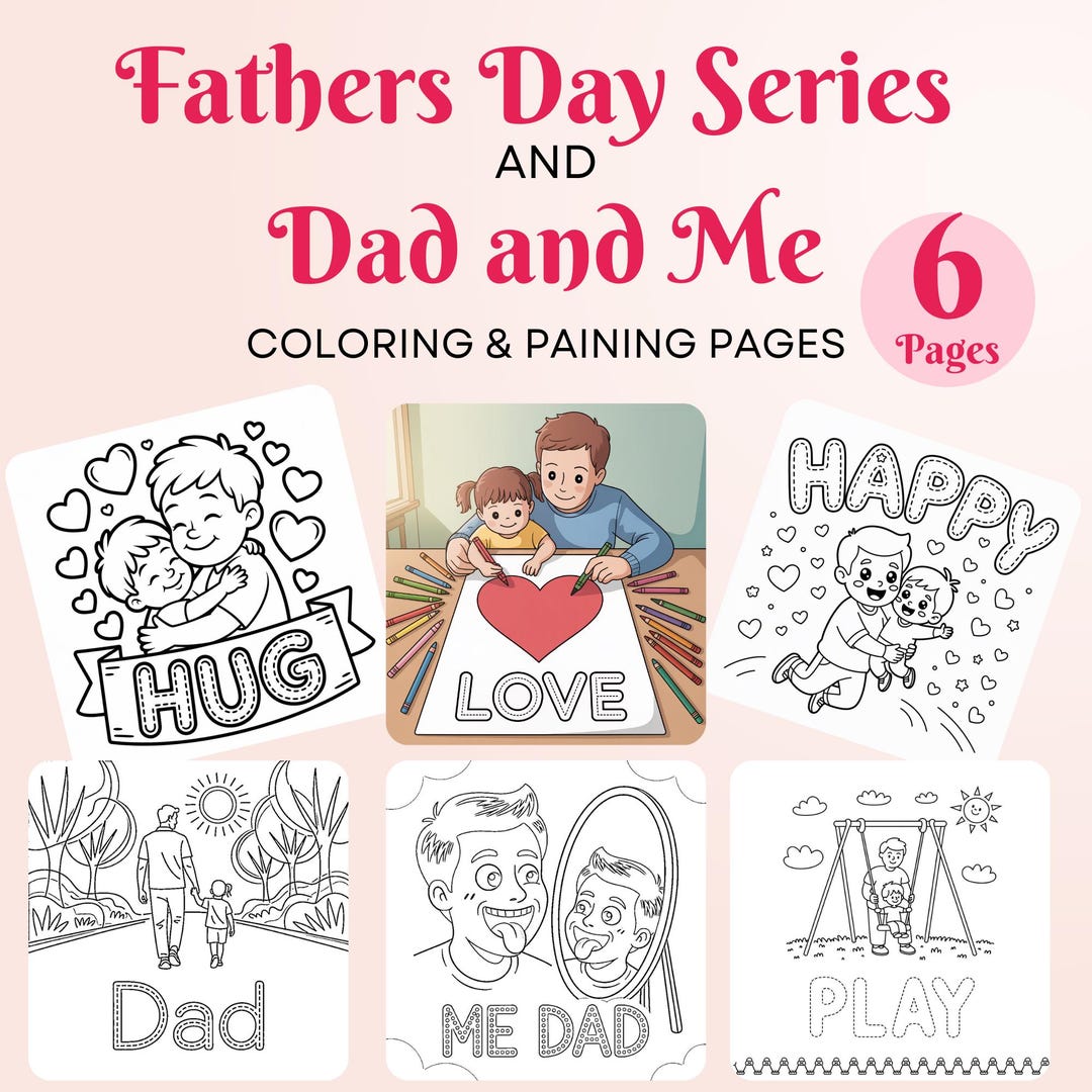 Dad and Me Coloring Pages for Kids | Cute Color and Trace Family ...