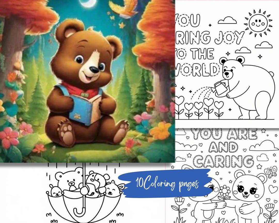 Teddy Bear Self-love Affirmation Coloring Pages: Kids Mindfulness (PDF ...