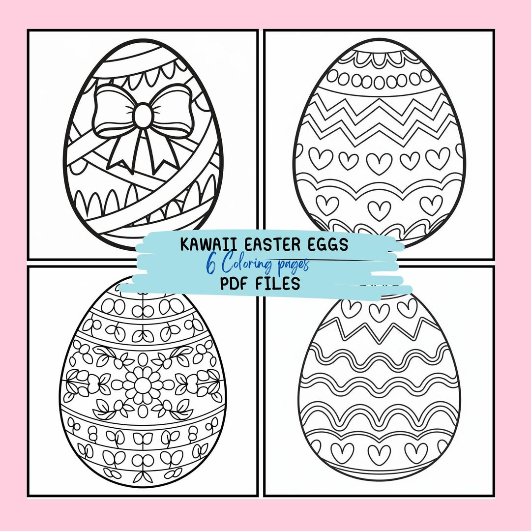 Kawaii Easter Egg Coloring Pages: Bunny Designs (digital Printable) - Etsy