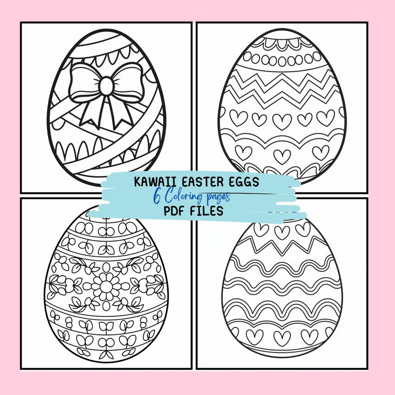 Kawaii Easter Egg Coloring Pages: Bunny Designs (digital Printable) - Etsy