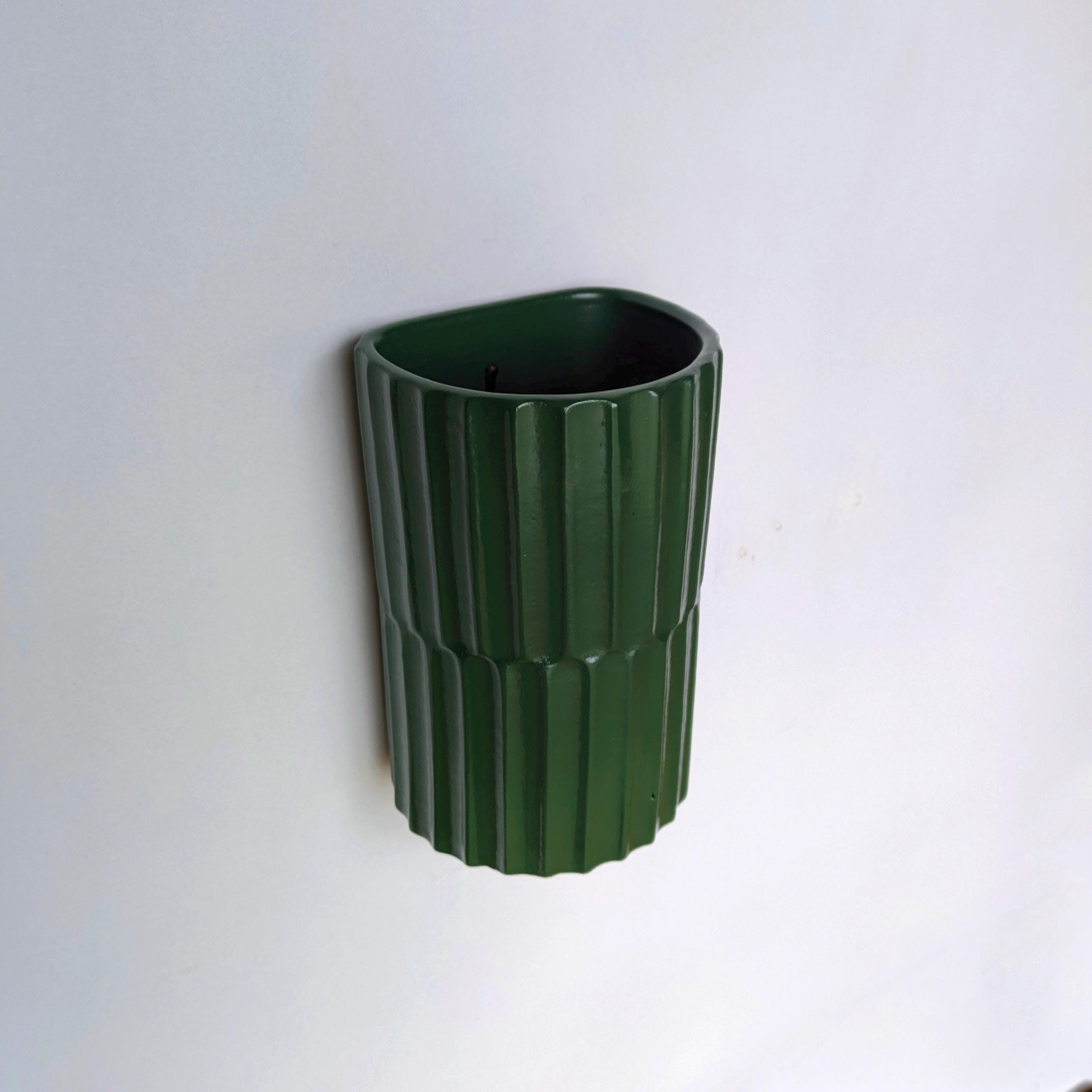 Ceramic Wall Lamp Green Wall Sconce Handmade Clay Wall Light Dark Green ...