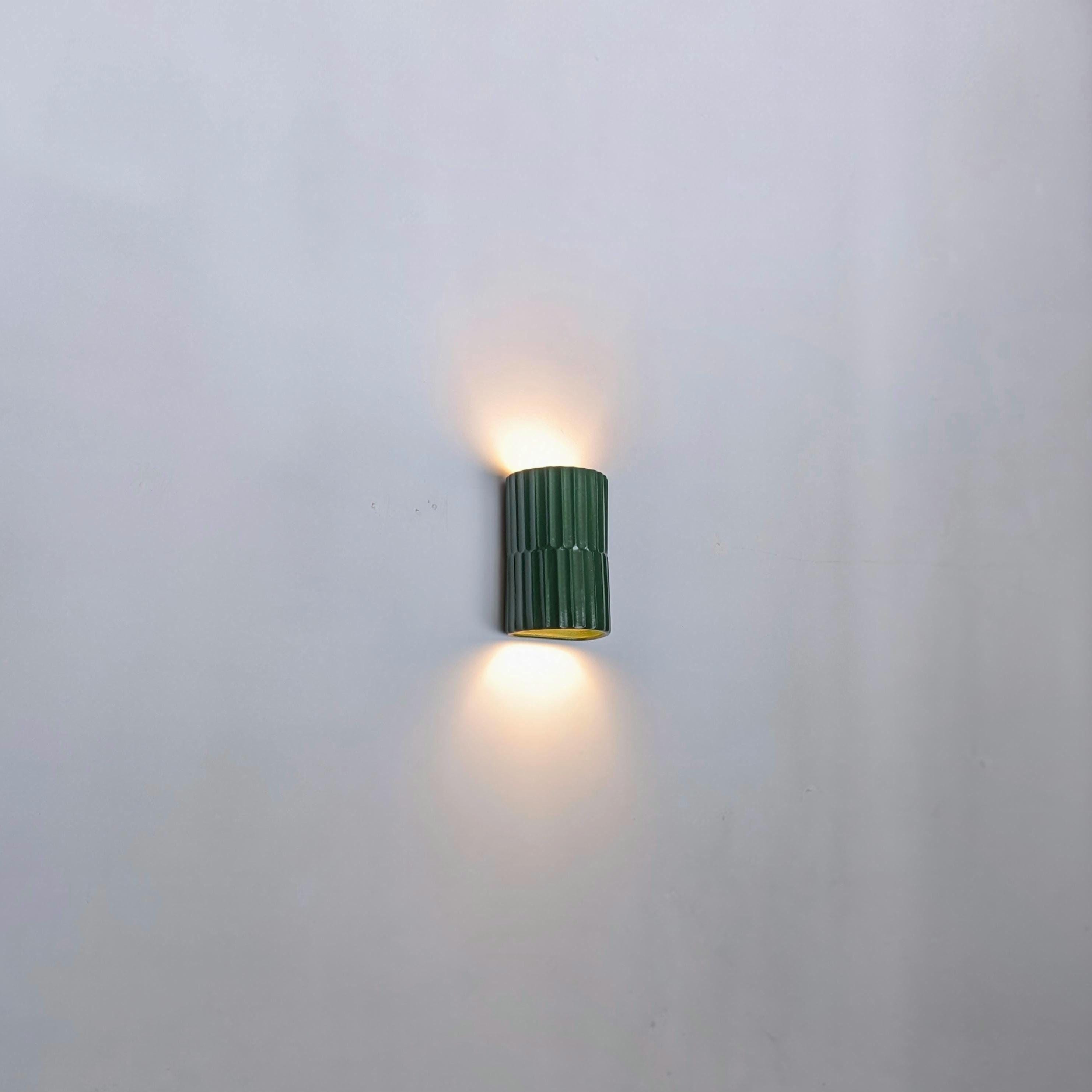 Ceramic Wall Lamp Green Wall Sconce Handmade Clay Wall Light Dark Green ...